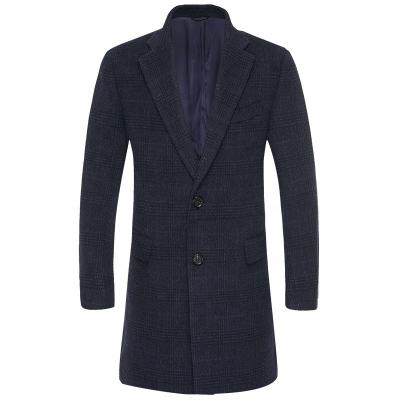 China Men's Retro Wool Blend Winter Long Coat Warm Loose Fit Blue Size 846-854 for sale