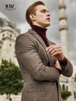 China V-Neck Collar Men's Blazer Spring Autumn Business Suit Jacket Custom Fit 100% Polyester for sale