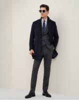 China Men's Retro Wool Blend Winter Long Coat Warm Loose Fit Blue Size 846-854 for sale