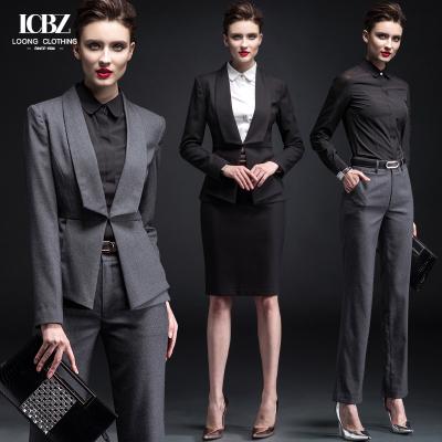 China Women Formal Business Suit 4 Piece Set Single Button Closure Polyester Cotton Sizes S to 10XL for sale