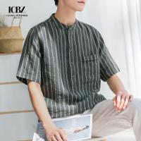 China Solid Pattern Type Men's Dress Shirt Custom Logo Long Sleeve Breathable Cotton Linen for sale