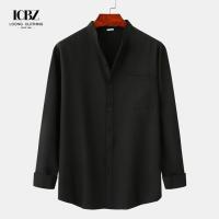 China Men's Casual White Black Regular-Fit Linen Cotton Long Sleeve Shirts with Custom Logo Size up to 10XL for sale