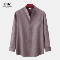 China Men's Casual White Black Regular-Fit Linen Cotton Long Sleeve Shirts with Custom Logo Size up to 10XL for sale