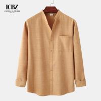 China Men's Casual White Black Regular-Fit Linen Cotton Long Sleeve Shirts with Custom Logo Size up to 10XL for sale