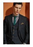 China Custom Polyester Cotton Men's Business Suit 3 Piece Set Single Breasted Handmade Lapel for sale
