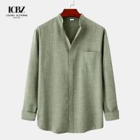 China Men's Casual White Black Regular-Fit Linen Cotton Long Sleeve Shirts with Custom Logo Size up to 10XL for sale
