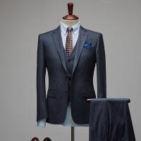 China Custom Polyester Cotton Men's Business Suit 3 Piece Set Single Breasted Handmade Lapel for sale