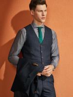 China Custom Polyester Cotton Men's Business Suit 3 Piece Set Single Breasted Handmade Lapel for sale