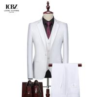 China Men's Powder Blue Formal Suit 2 Piece Polyester Viscose Office Wear Sizes S to 10XL for sale