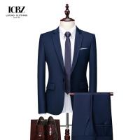 China Men's Powder Blue Formal Suit 2 Piece Polyester Viscose Office Wear Sizes S to 10XL for sale