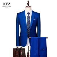 China Men's Powder Blue Formal Suit 2 Piece Polyester Viscose Office Wear Sizes S to 10XL for sale