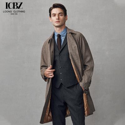 China Custom Men's Wool Blend Mid-Length Coat Vintage Brown Tweed OEM Sizes S-3XL for sale