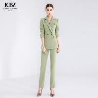 China Women Formal Business Suit Slim Fit Double Breasted Pants Suit Polyester Cotton Sizes S to 10XL for sale