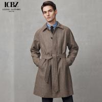 China Custom Men's Wool Blend Mid-Length Coat Vintage Brown Tweed OEM Sizes S-3XL for sale