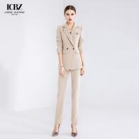 China Women Formal Business Suit Slim Fit Double Breasted Pants Suit Polyester Cotton Sizes S to 10XL for sale