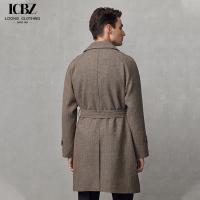 China Custom Men's Wool Blend Mid-Length Coat Vintage Brown Tweed OEM Sizes S-3XL for sale