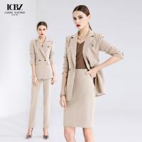 China Women Formal Business Suit Slim Fit Double Breasted Pants Suit Polyester Cotton Sizes S to 10XL for sale