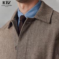 China Custom Men's Wool Blend Mid-Length Coat Vintage Brown Tweed OEM Sizes S-3XL for sale
