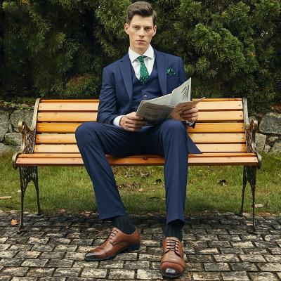 China Men's Formal Suit Jacket Three-Piece Business Office Wedding Attire Standard Size 100 Polyester for sale