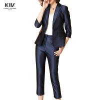 China Women's Formal Pink Suit Set Jacket and Pants 2 Piece Office Wear Uniform S-10XL for sale
