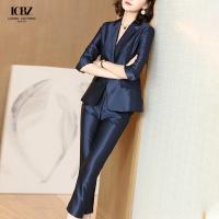 China Women's Formal Pink Suit Set Jacket and Pants 2 Piece Office Wear Uniform S-10XL for sale