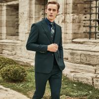 China Men's Formal Suit Jacket Three-Piece Business Office Wedding Attire Standard Size 100 Polyester for sale