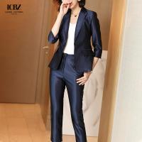 China Women's Formal Pink Suit Set Jacket and Pants 2 Piece Office Wear Uniform S-10XL for sale