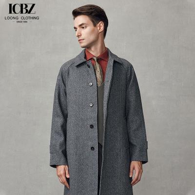 China Customizable Business Casual Men's Wool Overcoat with Mandarin Collar Sizes S-3XL for sale