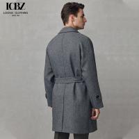 China Customizable Business Casual Men's Wool Overcoat with Mandarin Collar Sizes S-3XL for sale