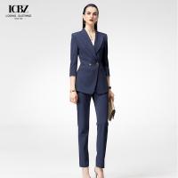 China Customized Women's Suit Two-piece Set with Single Button Closure and Polyester Fabric for sale