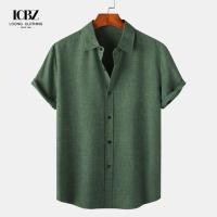 China Men's Big and Tall Long Sleeve Dress Shirt Cotton Linen Blend Sizes XXL to 10XL for sale