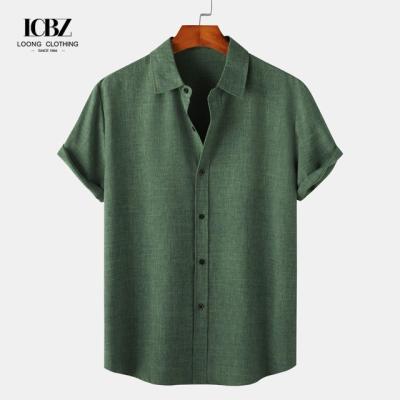 China Men's Big and Tall Long Sleeve Dress Shirt Cotton Linen Blend Sizes XXL to 10XL for sale
