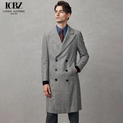 China Custom Wool Blend Double Breasted Overcoat for Men Mid Length Business Suit S to 3XL for sale