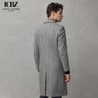 China Custom Wool Blend Double Breasted Overcoat for Men Mid Length Business Suit S to 3XL for sale