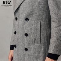 China Custom Wool Blend Double Breasted Overcoat for Men Mid Length Business Suit S to 3XL for sale