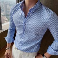 China Custom Polyester Solid Cotton Formal Shirts Long Sleeve Slim Fit For Men Professional for sale