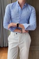 China Custom Polyester Solid Cotton Formal Shirts Long Sleeve Slim Fit For Men Professional for sale