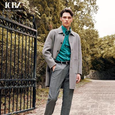 China Customized Men's Gray Wool Business Casual Mid-length Cashmere Coat Windbreaker Size S-3XL for sale