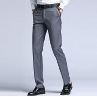 China Men's Slim Fit Stripe Business Formal Pants Cotton Polyester Plain Dyed Office Trousers Size M to 8XL for sale