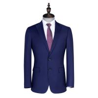 China Anti-Static Slim Fit Men's Wedding Suit Blue Polyester Cotton Custom Business Blazer for sale