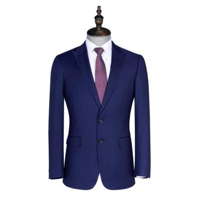 China Anti-Static Slim Fit Men's Wedding Suit Blue Polyester Cotton Custom Business Blazer for sale