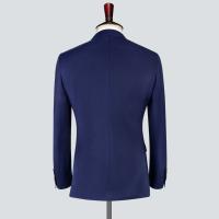 China Anti-Static Slim Fit Men's Wedding Suit Blue Polyester Cotton Custom Business Blazer for sale