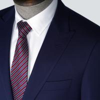 China Anti-Static Slim Fit Men's Wedding Suit Blue Polyester Cotton Custom Business Blazer for sale