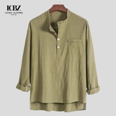 China OEM Custom Long Sleeve Men's Linen Shirts 5000 LCBZ Multi Color Options Size up to 10XL for sale