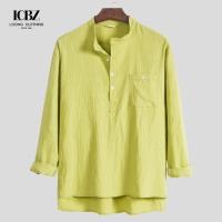 China OEM Custom Long Sleeve Men's Linen Shirts 5000 LCBZ Multi Color Options Size up to 10XL for sale