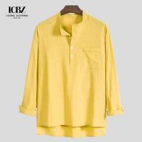 China OEM Custom Long Sleeve Men's Linen Shirts 5000 LCBZ Multi Color Options Size up to 10XL for sale