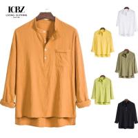 China OEM Custom Long Sleeve Men's Linen Shirts 5000 LCBZ Multi Color Options Size up to 10XL for sale