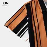 China Men's Beach Stripe Slim Fit Shirt for Printing Summer Casual 50pcs MOQ Custom Sizes XXL to 10XL for sale
