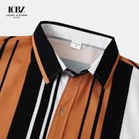 China Men's Beach Stripe Slim Fit Shirt for Printing Summer Casual 50pcs MOQ Custom Sizes XXL to 10XL for sale