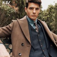 China Custom Business Suit Men Wool Blend Double Breasted Blazer S-3XL Custom Logo for sale